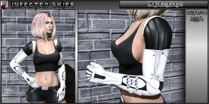 Second Life Marketplace - *IS* Cyber Arms 2 Lara X Black & White